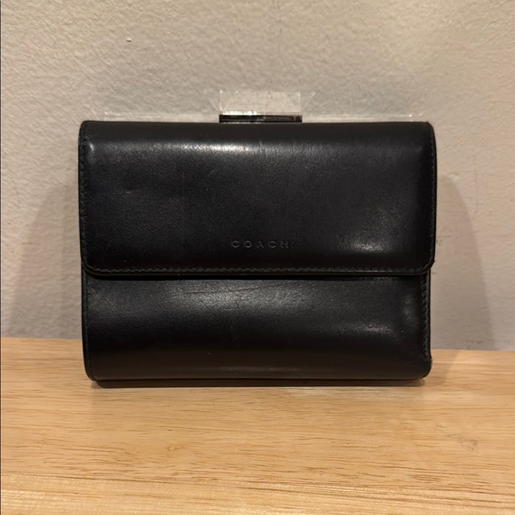 Coach | Bags | Coach Vintage Black Leather Wallet With Clasp | Poshmark